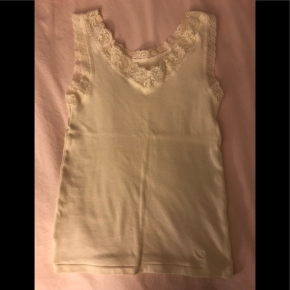 Tops | Cream Tank With Lace Trim | Poshmark